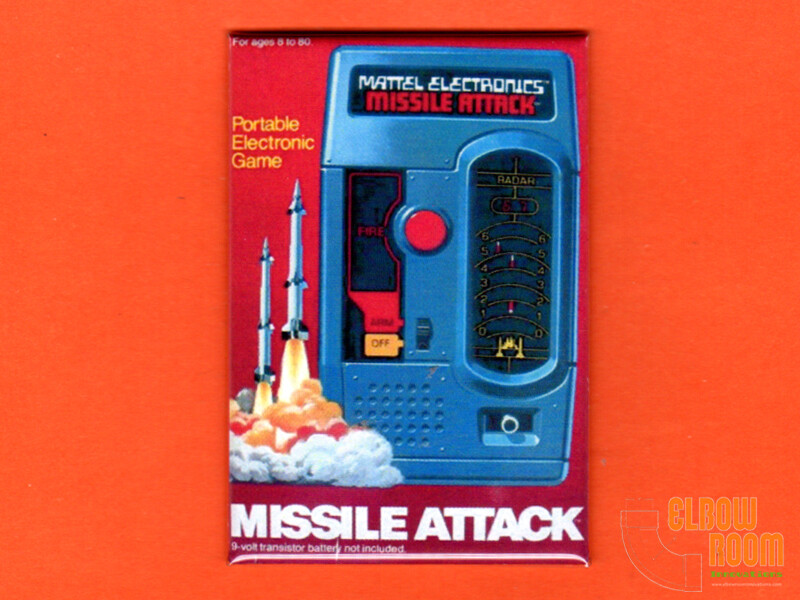 Mattel Electronics Missile Attack handheld box art 2x3" fridge/locker ...
