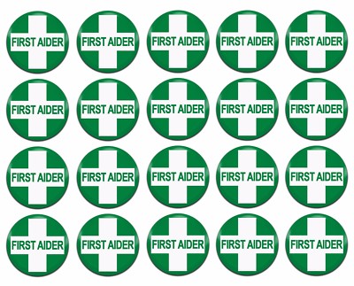 20x First Aider First Aid Qualified Training 25mm / 1 Inch D Pin Button ...