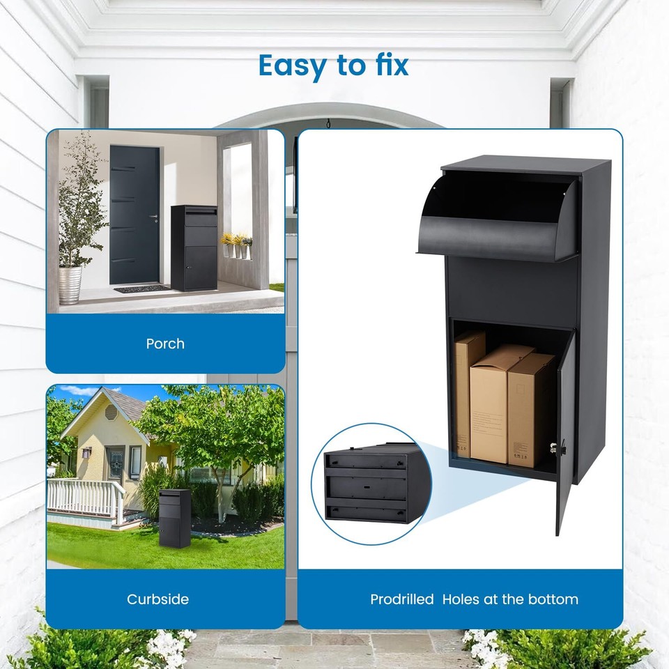 Package Delivery Box for Outside, Galvanized Steel Parcel Mailbox With ...