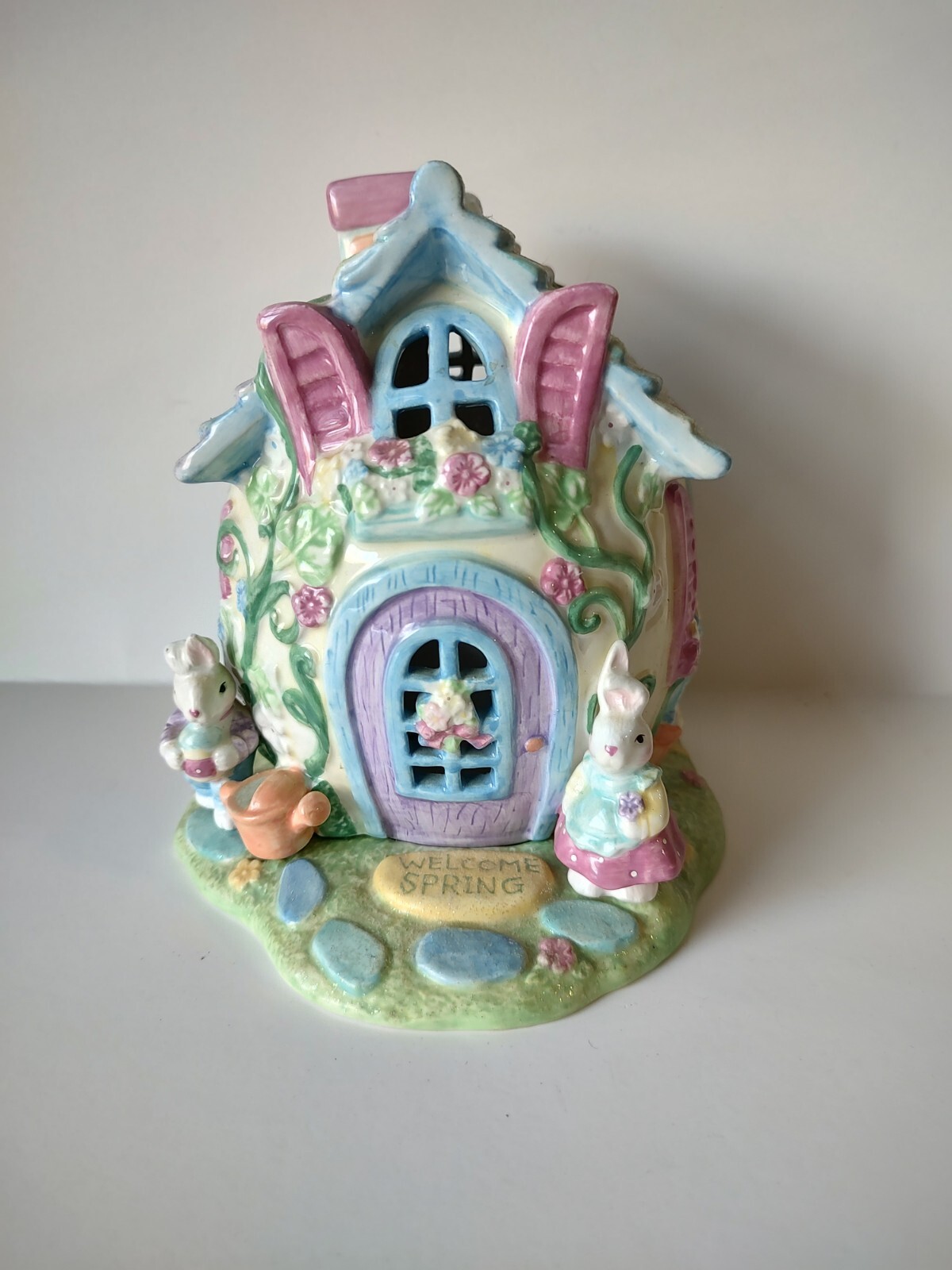 Avon Luminous Treasures candle tealight house Easter bunny cottage ...