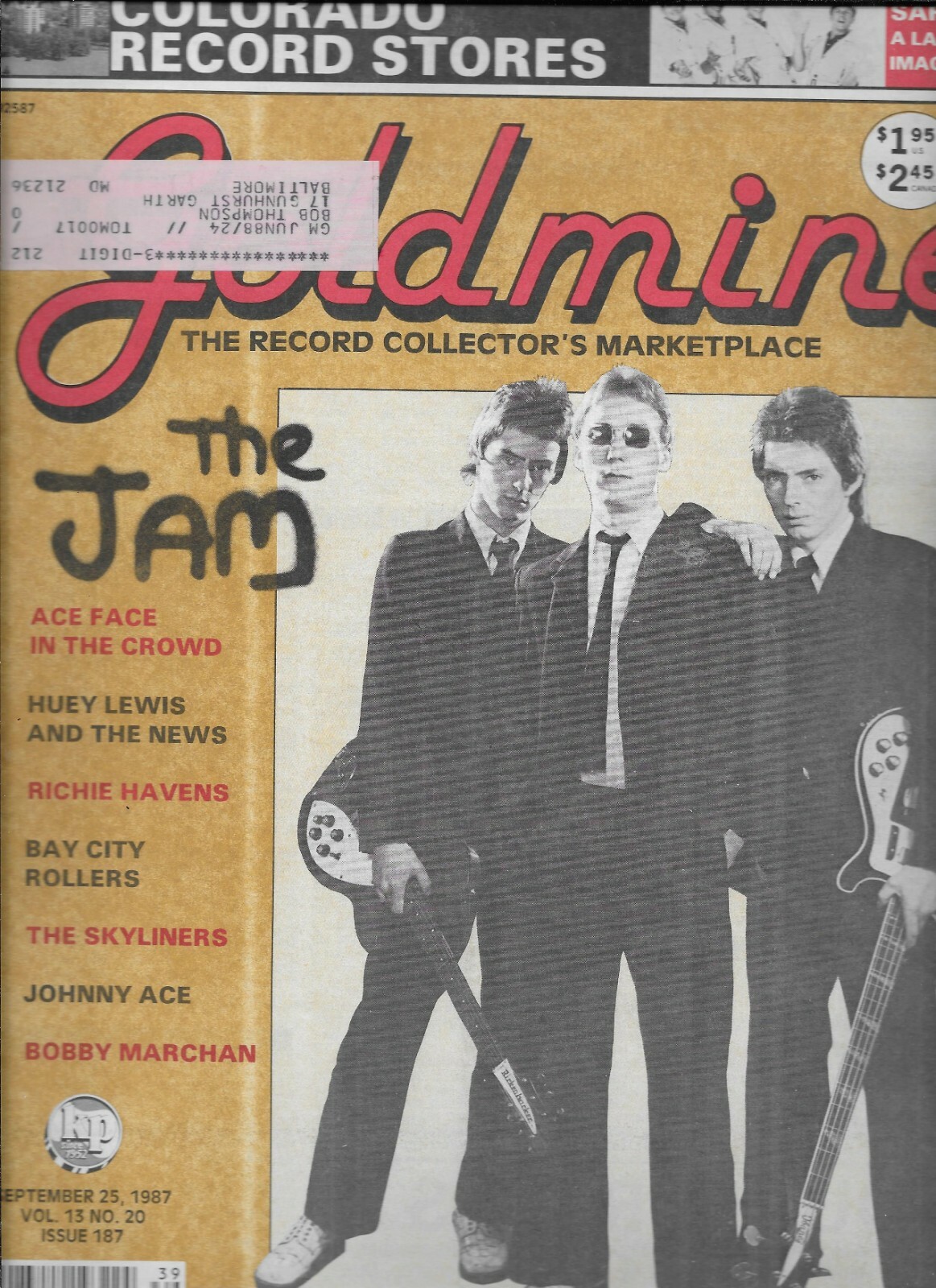 9/25/87 issue of GOLDMINE magazine THE JAM cover | eBay