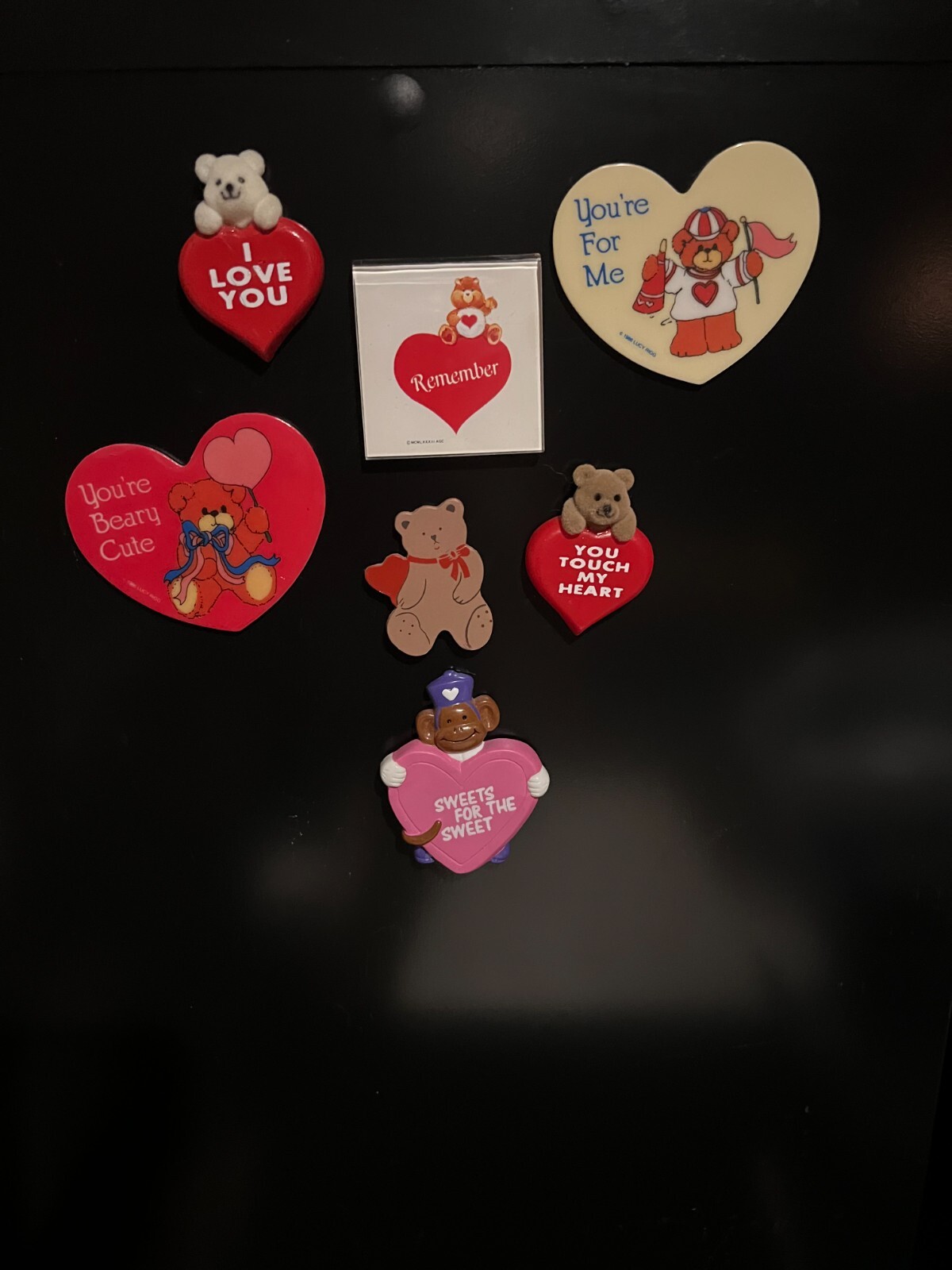 Vintage Valentine Refrigerator Magnets Lot of 7 Carebears, Avon, Lucy ...