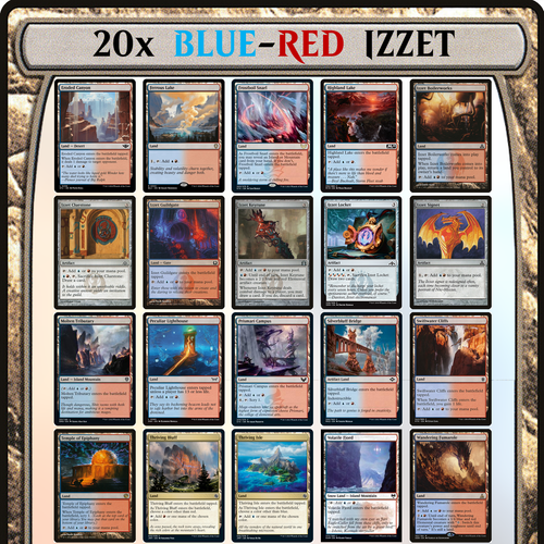 20 BLUE RED IZZET Commander Land Artifact Bundle Starter Kit Cards MTG ...