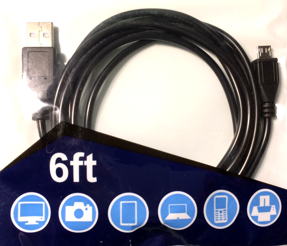 ROXGO 6ft USB A to Micro B / M-M Charging Power Cable Camera Phone Toys ...