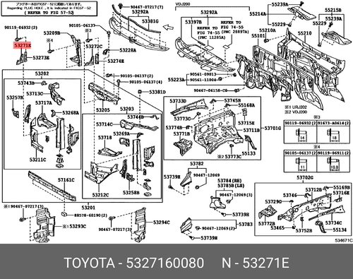 Genuine OE bracket, headlamp mounting, right, 5327160080 for TOYOTA ...