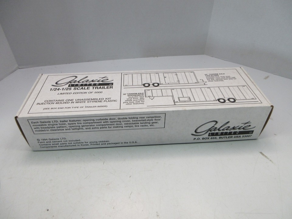 Galaxie Limited 1/24 Scale Trailer 32’ Tandem Axle Gooseneck Model Kit ...