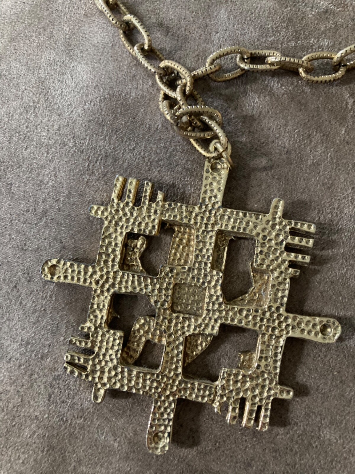 Vintage Mayan Figural Fertility Gold Tone Aztec Chain… - Gem