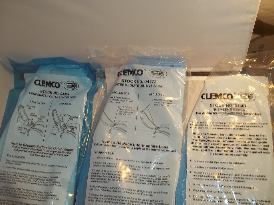 Clemco Apollo 600 & 60 Helmet Lens Sandblasting Inner Intermediate ...