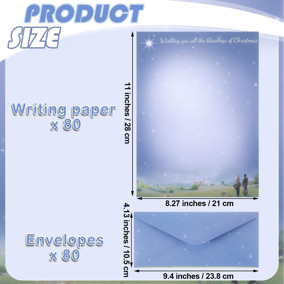 80 Sets Religious Christmas Stationery Paper With Envelope - Nativity ...