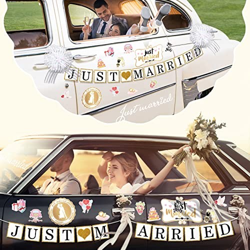 18 Pcs Just Married Wedding Car Decorations Include 12 Just Married ...