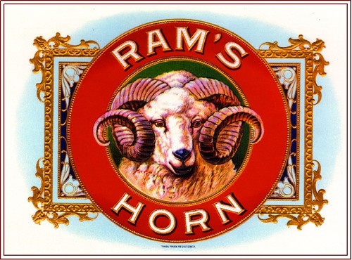 1919 Ram's Horn Bighorn Sheep Smoke Vintage Cigar Tobacco Box Crate ...