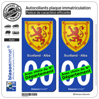 2 Stickers autocollant plaque immatriculation Auto : Ecosse - Armoiries ...