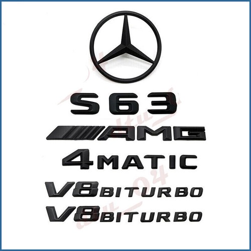 S63 For AMG 4MATIC V8BITURBO Matte Black Emblem Rear Star Badge For ...