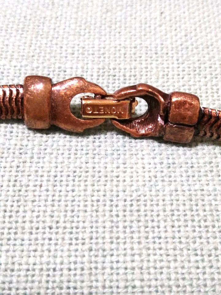 RARE STUNNING RUNWAY EGYPTIAN PYRAMID MONET 3 STRAND DRIP COPPER SNAKE ...