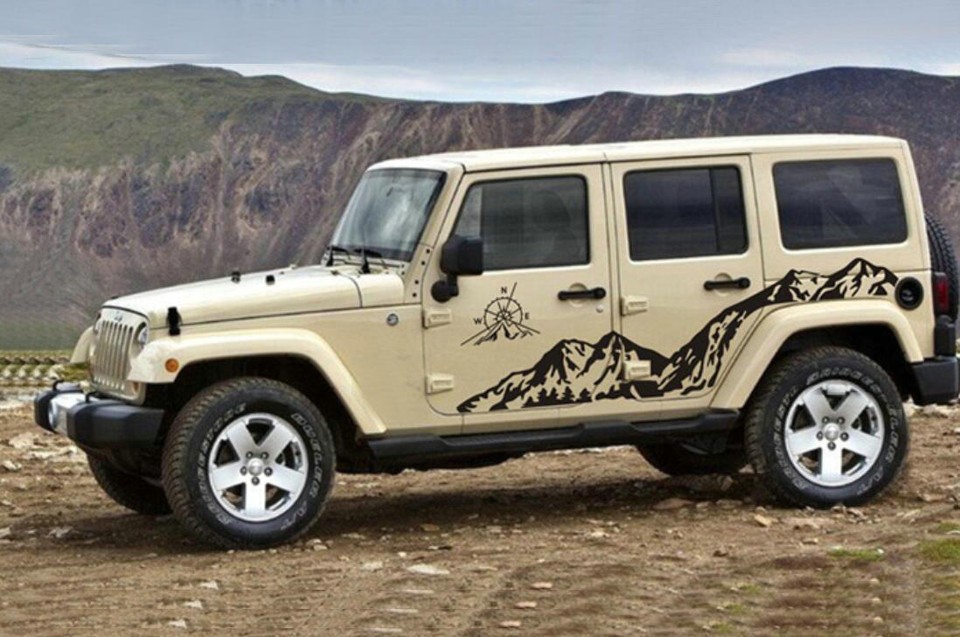 For Jeep Wrangler Rubicon Sahara Graphics Snow Mountain Sticker Side ...