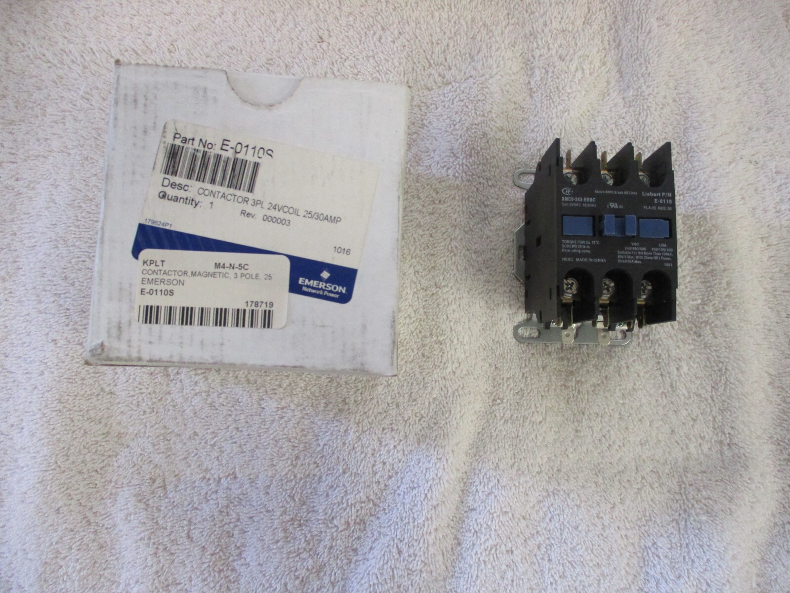 NIB Emerson Contactor 24V Coil 3P E-0110S | eBay