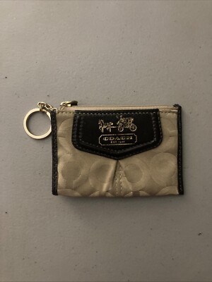 Coach Madison Op Art Mini Skinny Signature ID Card Coin Purse Khaki ...