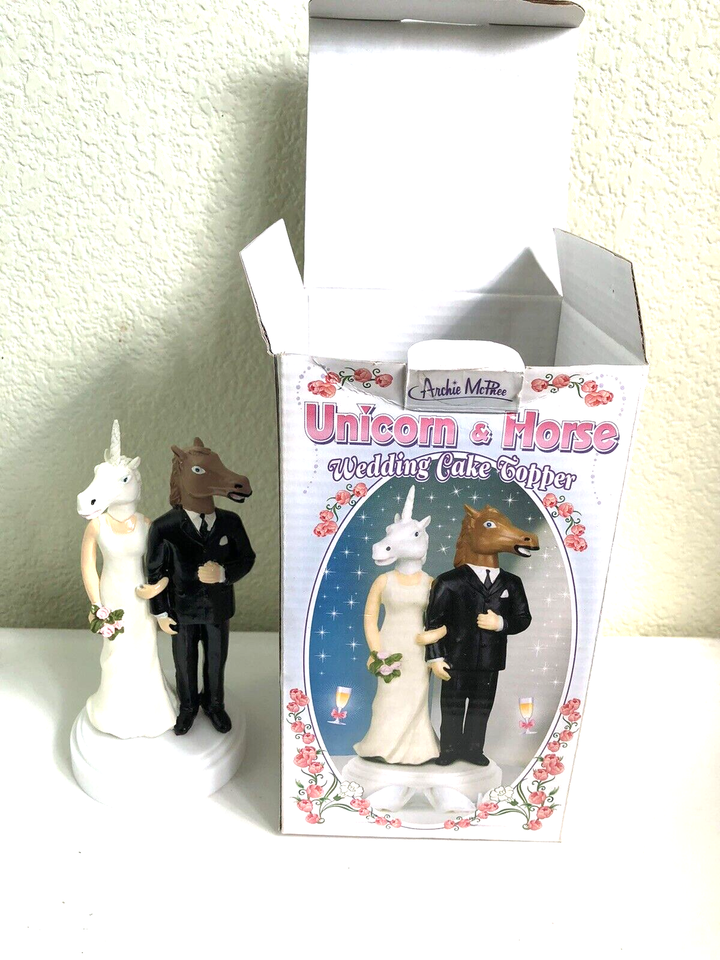 Unicorn and Horse Wedding Cake Topper by Archie McPhee 6.25 inches tall ...