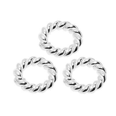 50 PCS 12MM BALI TWISTED CLOSED JUMP RING STERLING SILVER PLATED ...