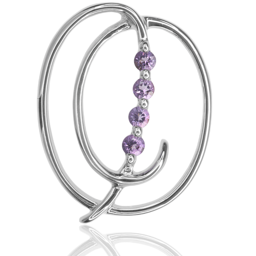 Amethyst Letter O Initial Name Gemstone Sterling Silver 925 Pendant ...
