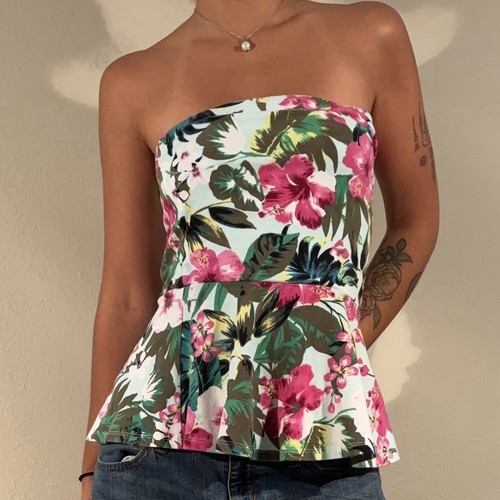 y2k Express Floral Tropical Tube Top Small | eBay
