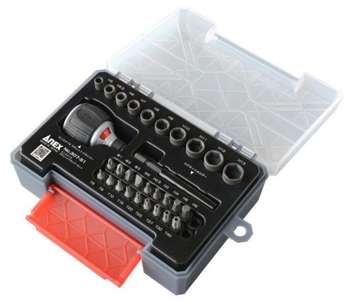 ANEX MINISTA 72 Gear Stubby Ratchet Driver with Bit Set Mini ...