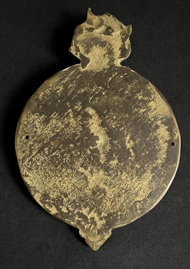 JOSEPH LUCAS LION & TORCH FLAMBEAR VINTAGE BRASS BADGE EMBLEM INSIGNIA ...