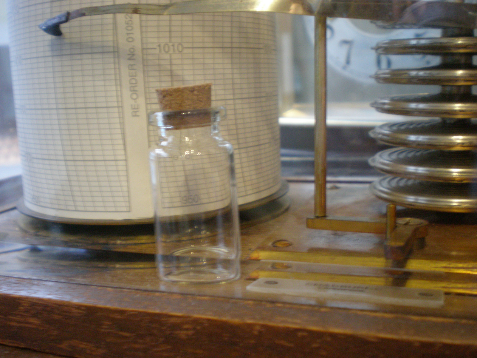 Glass Ink Bottle & Cork for Barograph / charts nibs barometer clock ...