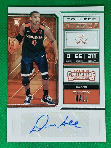 Devon Hall 2018 Panini Contenders Draft Picks Card #116 Rookie ...