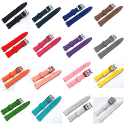 Sport Skin Silicone Multicoloured Strap Unisex 17mm 19mm For Swatch ...