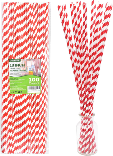 18 Inch Extra Long Paper Drinking Straws - for Large Drinks, Cotton ...