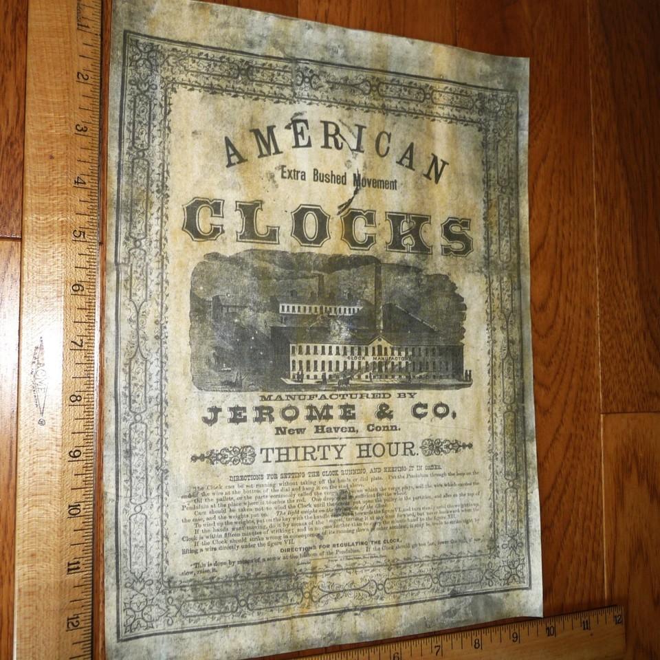 Jerome & Co. Label Antique OG 30 Hr. Weight Clock Parts | eBay