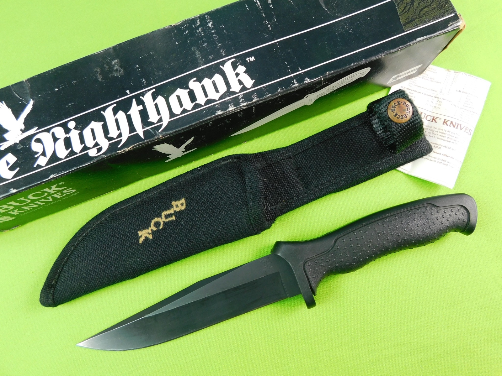 Vintage US 1994 BUCK Model 650 Nighthawk Fighting Knife w/ Sheath Box ...