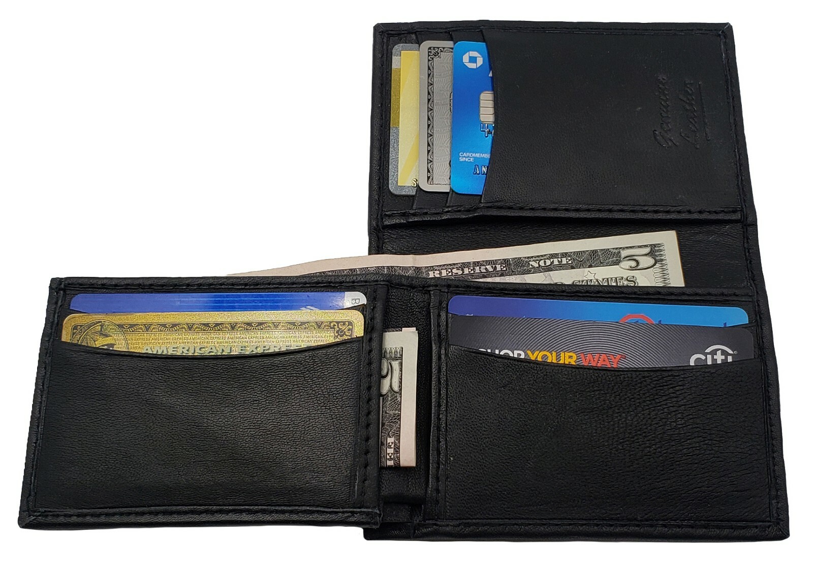 Mens Leather Wallet L Fold 1 Bifold Section 11 Credit Card ID Unique ...