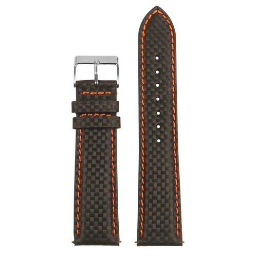 StrapsCo Men's Padded Carbon Fiber Leather Watch Band - Quick Release ...