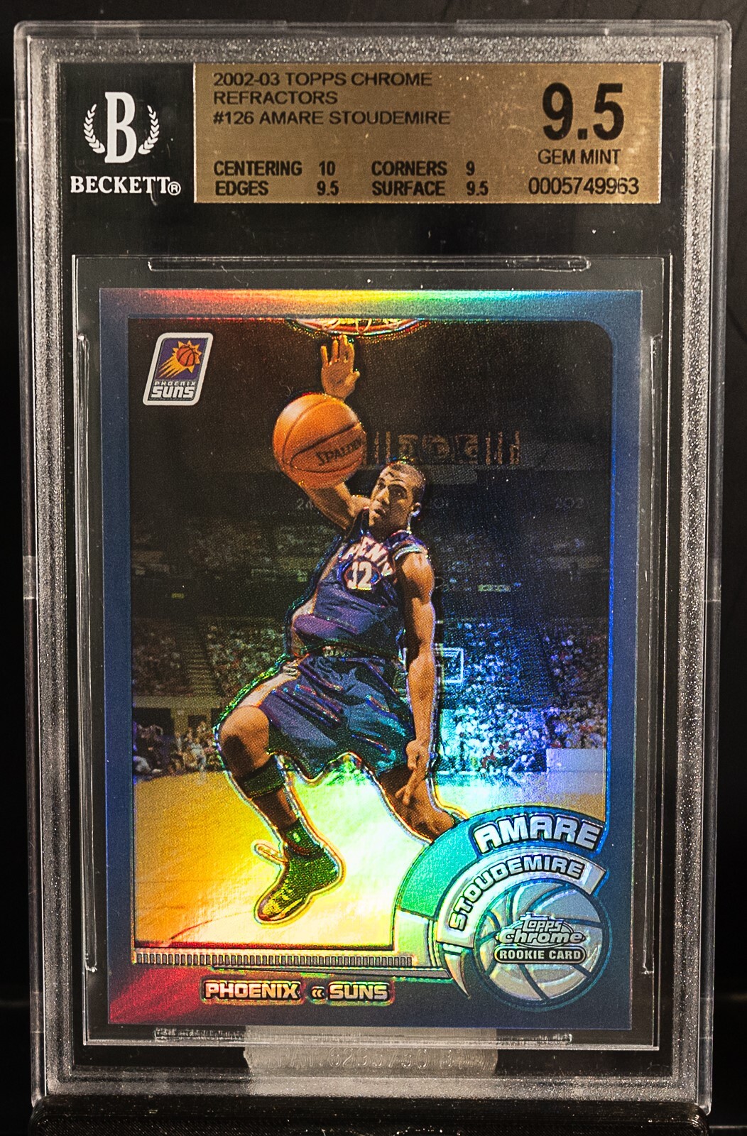 9963 Amare Stoudemire 2002 Topps Chrome 126 Refractor RC Rookie BGS 9.5 ...