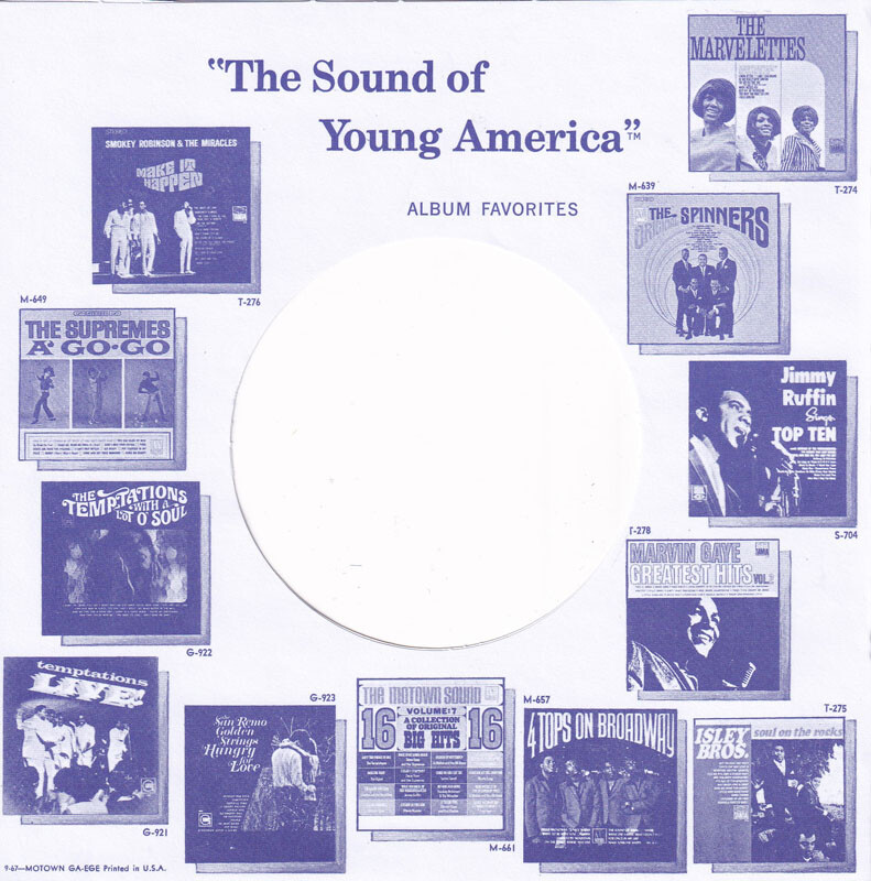 Motown - Sounds of Young America Reproduction Company Record Sleeves ...