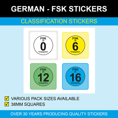 German FSK - Age Rating - Classification Stickers / Labels | eBay