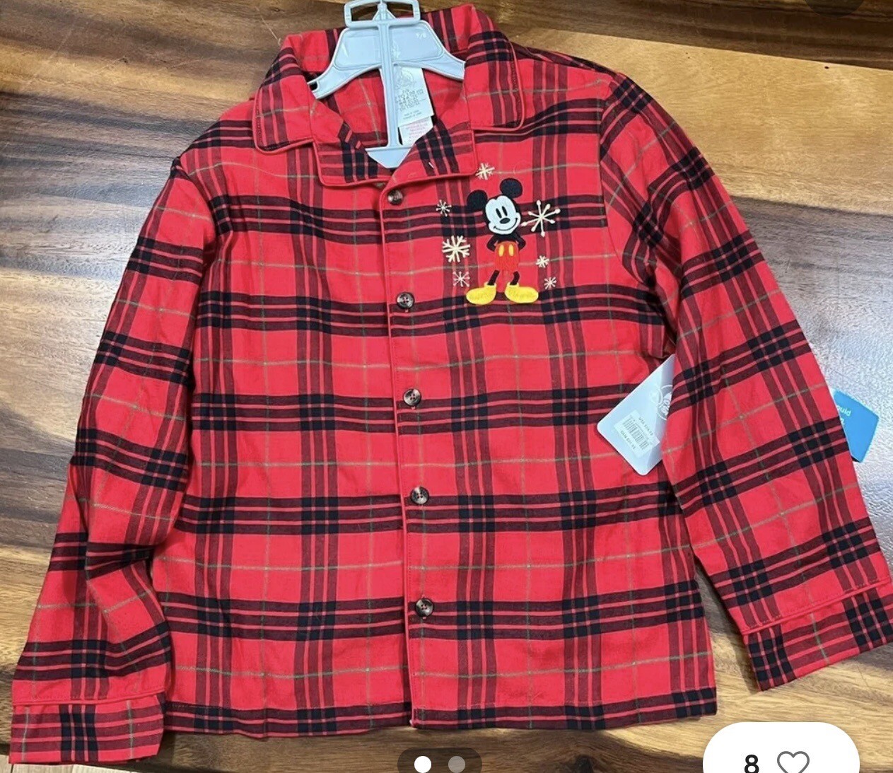 Disney Plaid Embroidered Mickey Mouse Christmas Pajamas size 9/10.No ...