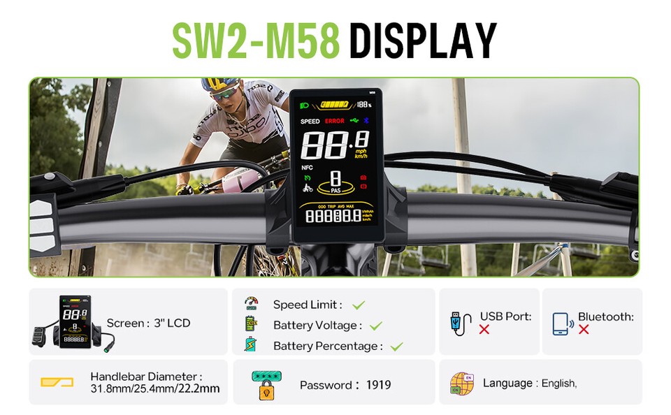 Electric Bike Multi Display EKD01 P860ML UART for Bafang BBS HD Mid ...