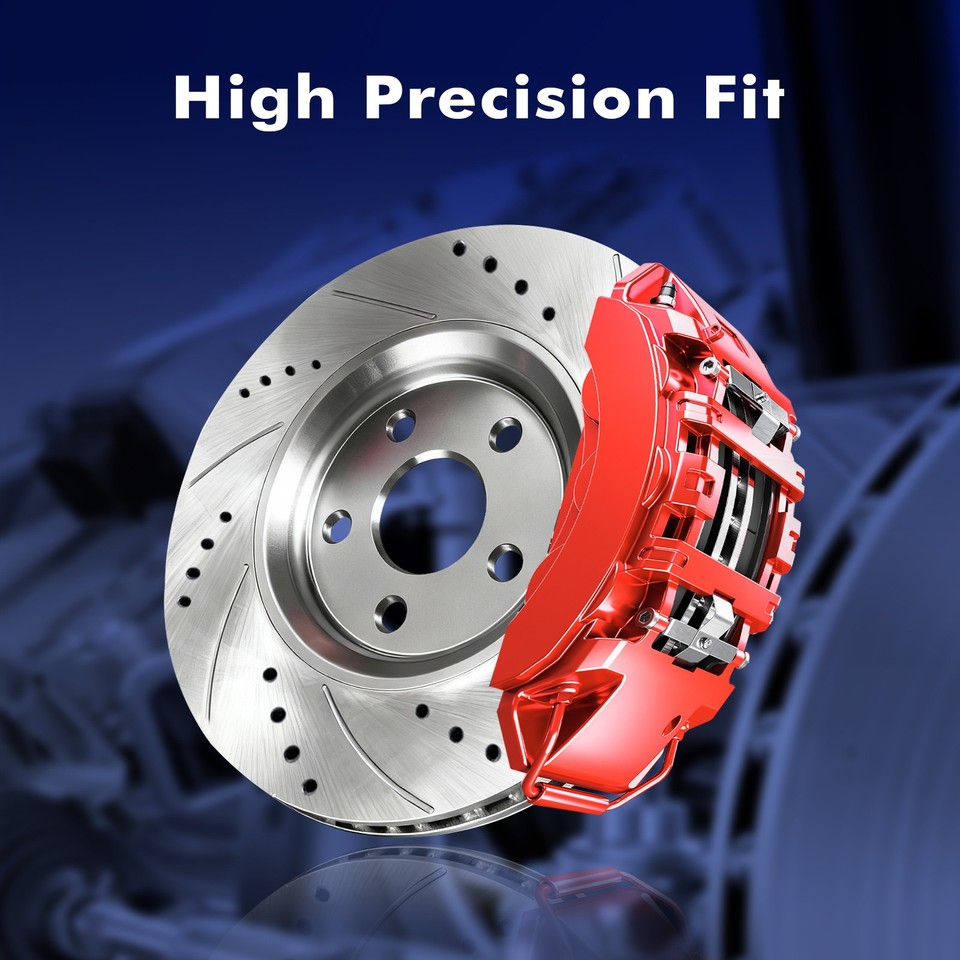 12 Front 360mm-Rear 330.2mm Drilled Brake Rotors-Brake Pad To 2011-2018 ...