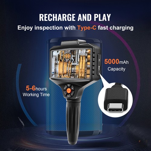 Uimoso Endoscope Camera Triple Lens 5" IPS Split Screen 8x Zoom 10 LED ...