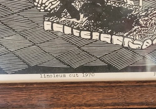 Vintage Polly Doyle Linoleum Cut Marriage Series Block Black & Wht ...