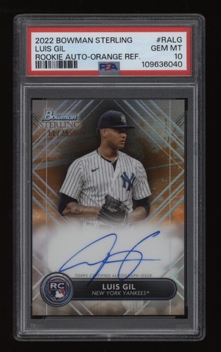 2022 Luis Gil PSA 10 Bowman Sterling Orange Refractor Auto Rookie #11/ ...