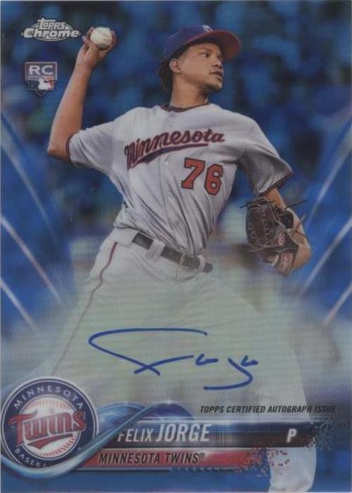 2018 Topps Chrome - Rookie Autographs Felix Jorge #RA-FJ Blue Refractor ...