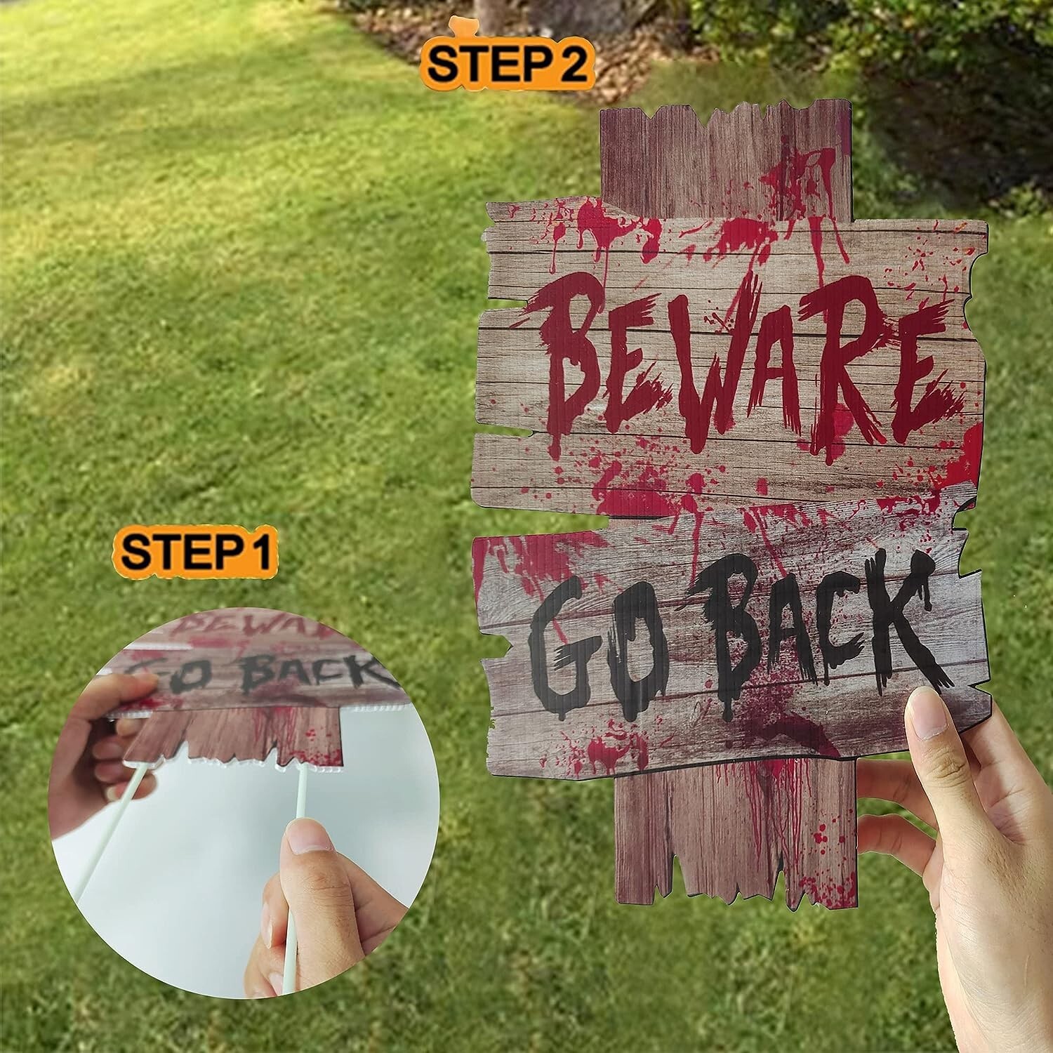 Fun Scary Yard Signs - Outdoor Decorations, 3 Pack Outdoor Stakes ...