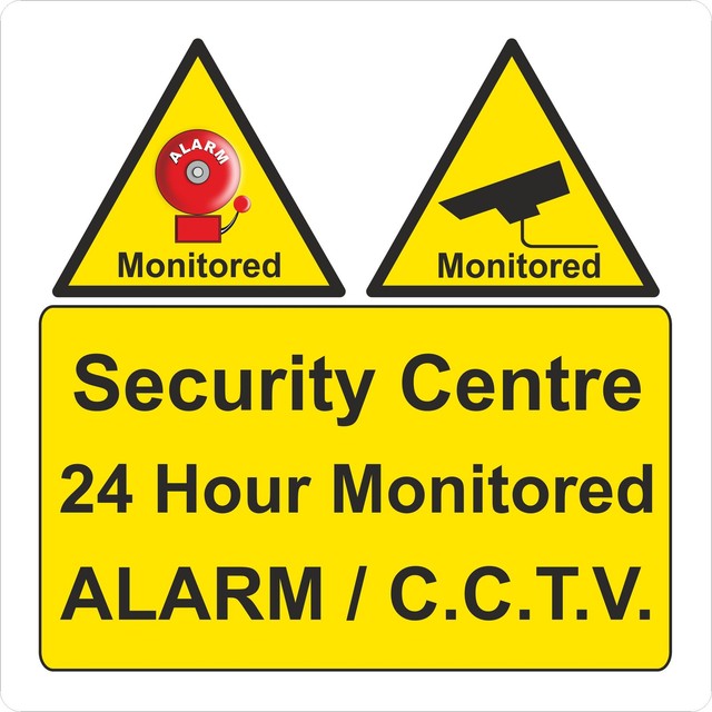 CCTV in Operation Security Center 24 Hour Monitored Alarm and CCTV Sign ...