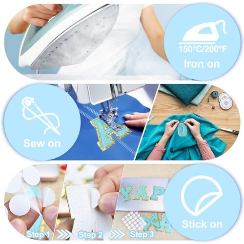 10 Pcs Blue Chenille Number Patches Glitter Iron on Numbers for ...