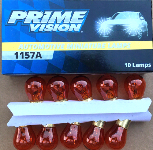 Box of 10 #1157A AMBER PRIME VISION Lamp Auto Bulb Automotive Light ...