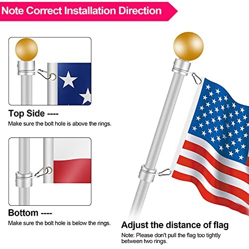 1" Flag Pole Rings, 2 Pcs Anti Wrap Flag Pole Clips Swivels, 1 Inch ...